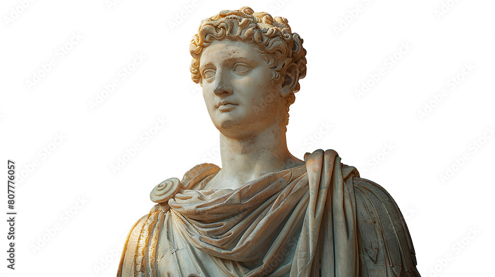 Ancient Greek statue of an ancient Roman senator in marble isolated ...