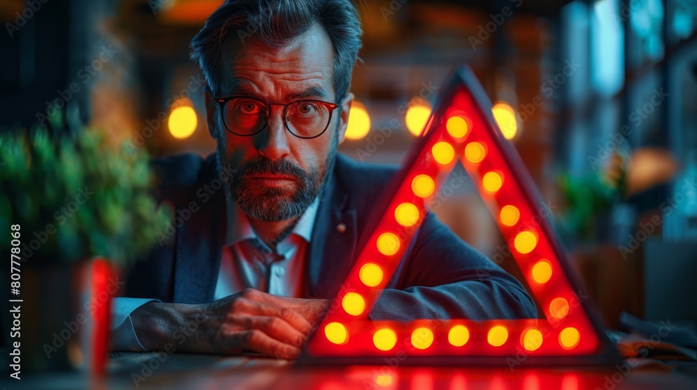 businessman, laptop, error notification, maintenance, concept, virus ...