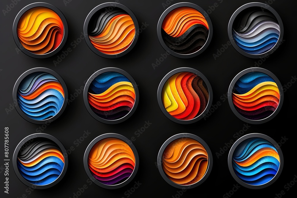 Visible Spectrum Gradient Icons: Colors and Shades Set Stock ...