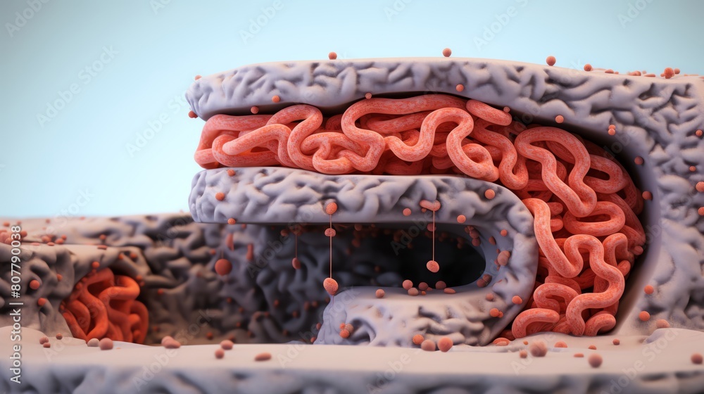 Minimalist graphic depicting a crosssection of an inflamed intestine ...