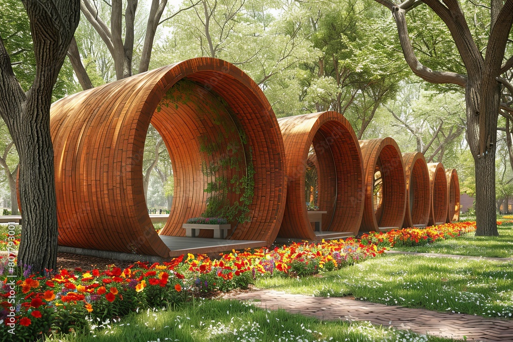 Interconnected Pavilions: Modern Architecture and Nature-Inspired ...