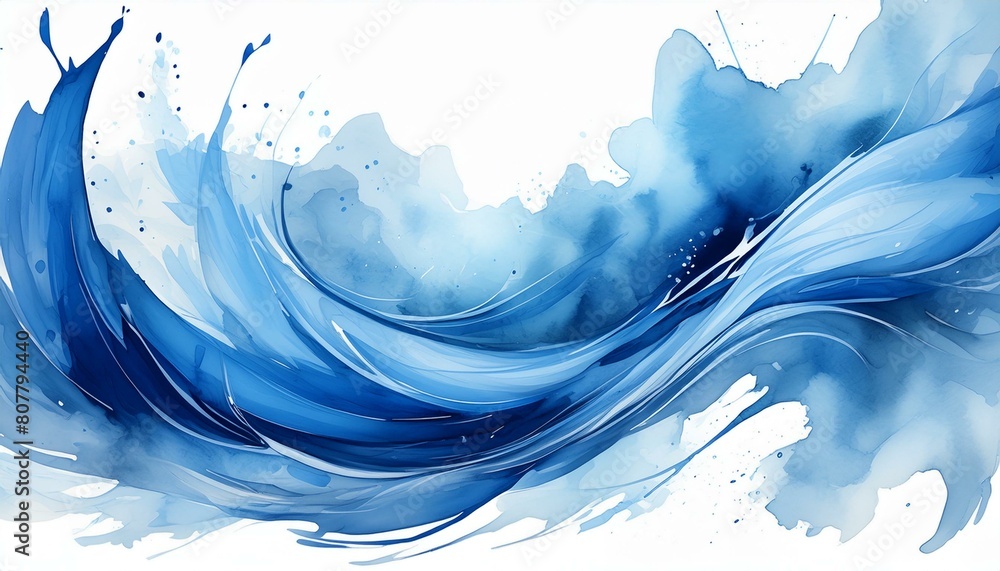 dynamic blue paint brush strokes delicately merging and swirling in ...