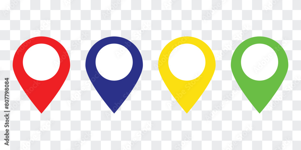 4 location pin set. Map pin location icons Vector illustration with ...