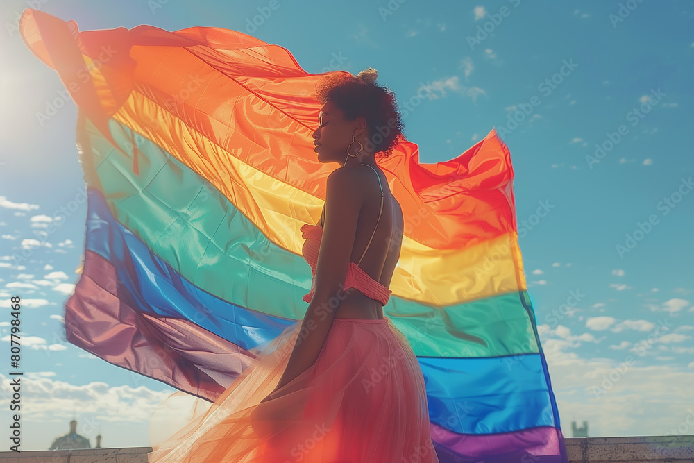 Pride concept, Pride festival, Pride Month flag and rainbow, 3D ...