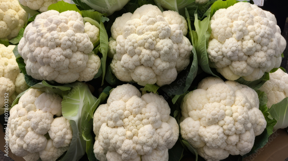 Revel in the crisp beauty of freshly harvested cauliflower on display ...