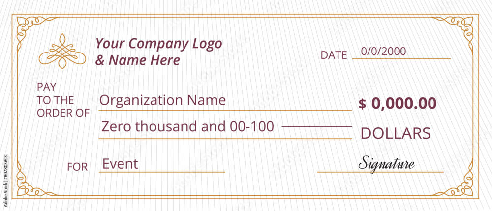 Large Presentation Check Template, Giant Check for Charitable Events ...