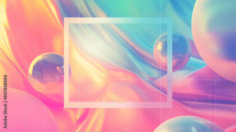 Y2k banner with gradient mesh background and a square frame, classic ...