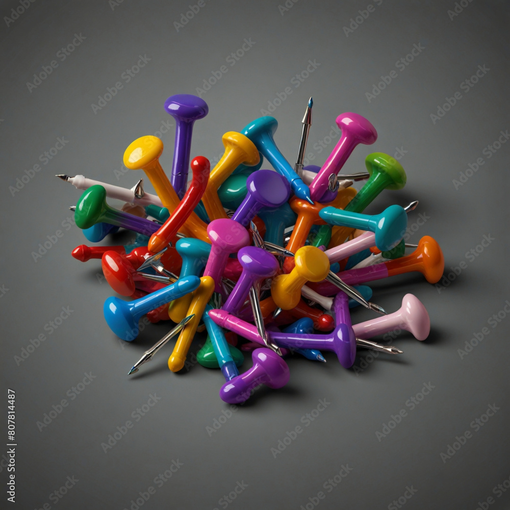 push pin isolated -various colors - pushpin - with and without a shadow ...