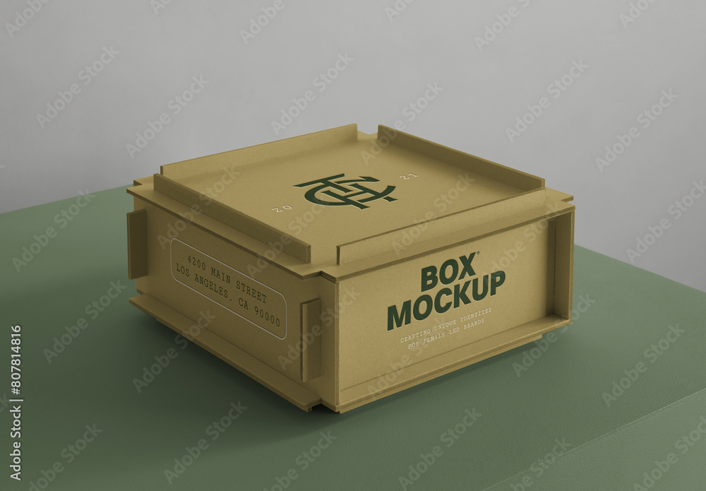 Square Cardboard Box Mockup Stock Template | Adobe Stock