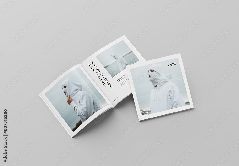 Two Square Magazine Mockups Stock Template | Adobe Stock