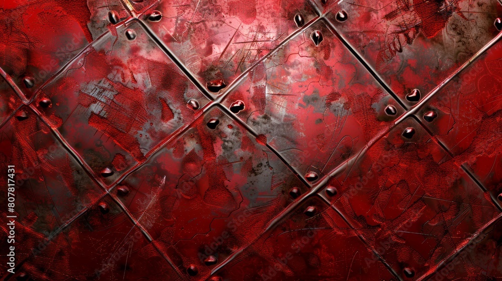 Dark Red Metal Surface with Rivets and Scratches, Industrial Wall ...