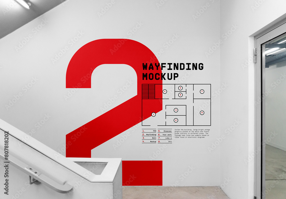 Wall on Staircase Mockup Stock Template | Adobe Stock