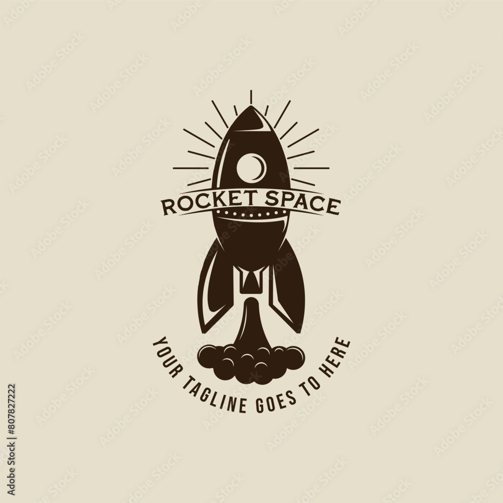 rocket space ship emblem logo vector illustration template graphic ...