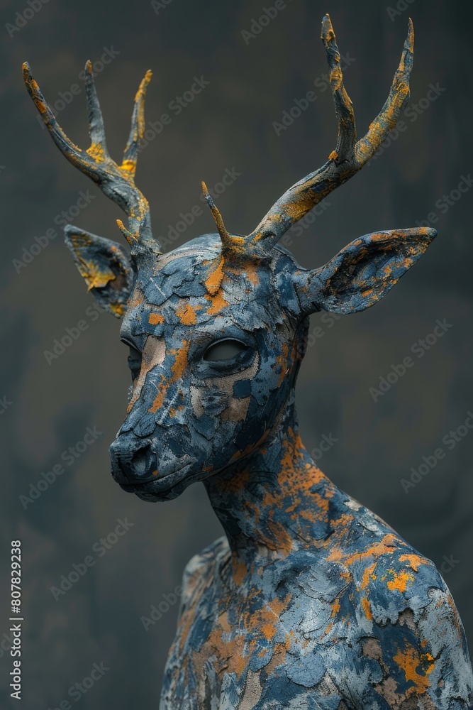 A mysterious Wendigo emerges beneath the sky, blending modern and ...