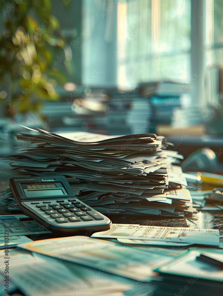 claystyle financial documents and a calculator, tailored for stylish ...