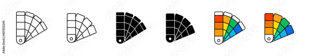 Palette colours icons. Choice color paint icons set. Guide book ...
