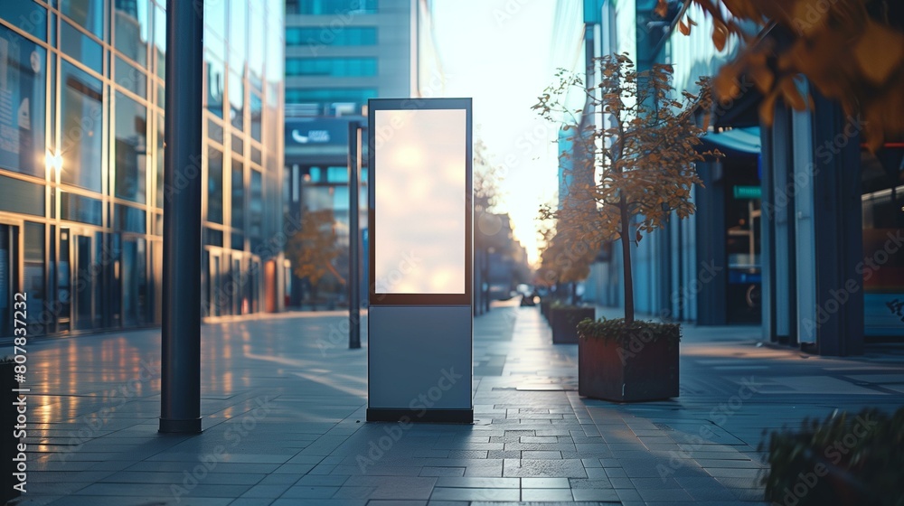 Foto de Outdoor signage, urban environment with blank digital billboard ...