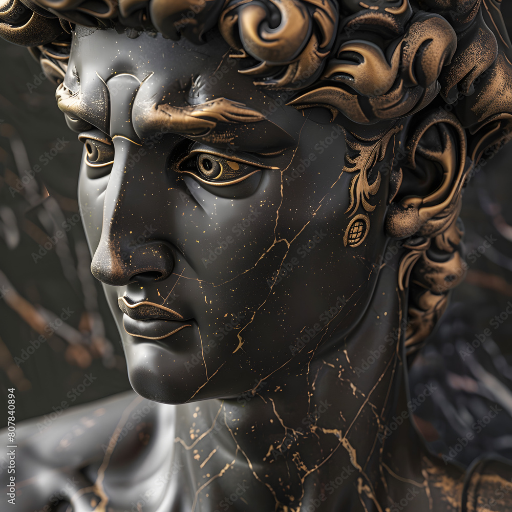 david statue portrairt, in black and gold marble Stock Photo | Adobe Stock