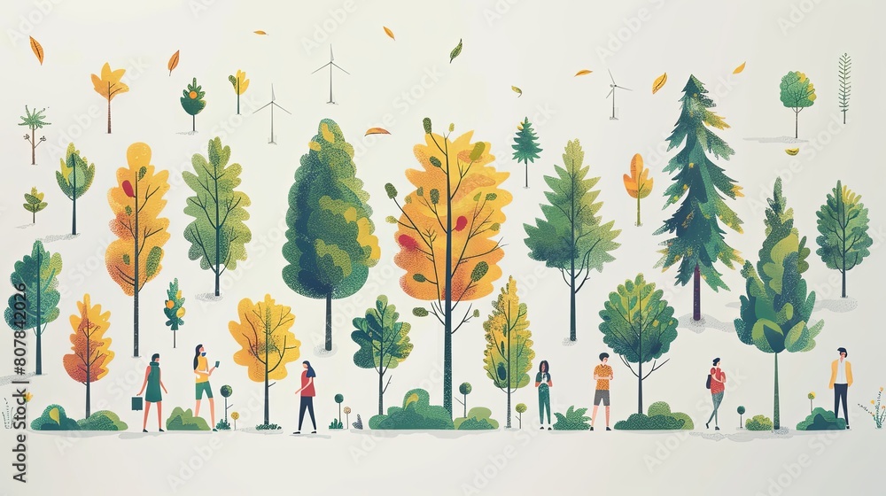 Drawings showing planting trees and reducing global warming in all ...