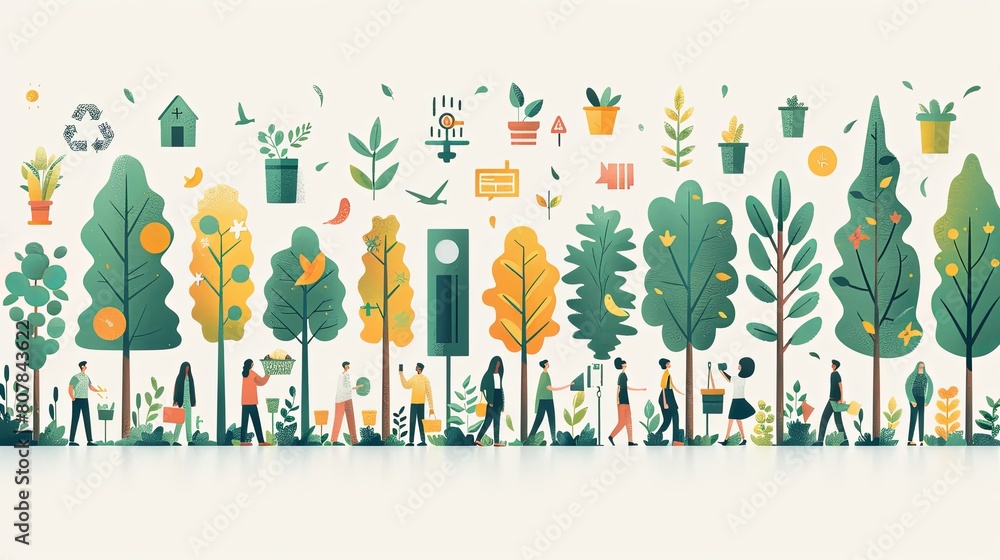 Drawings showing planting trees and reducing global warming in all ...