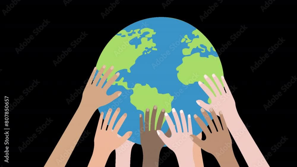 save earth supporting humans holding earth planet animation alpha ...