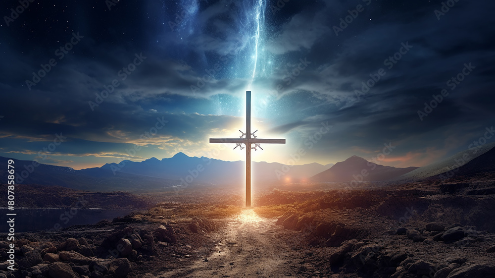 Holy cross, symbol of God, religion, faith, Jesus Christ, desert dunes ...