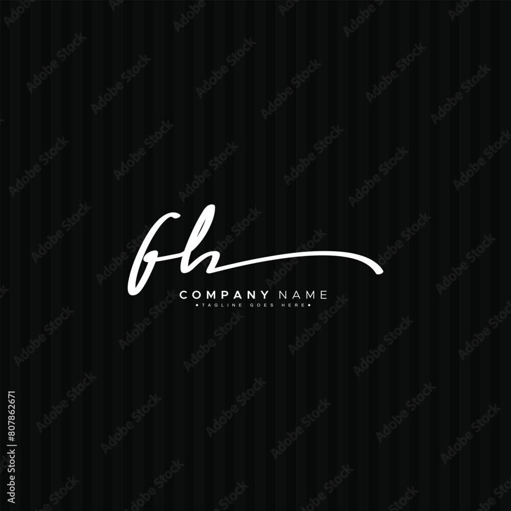 FH Signature Logo - Handwritten Vector Logo Template for FH Alphabet ...