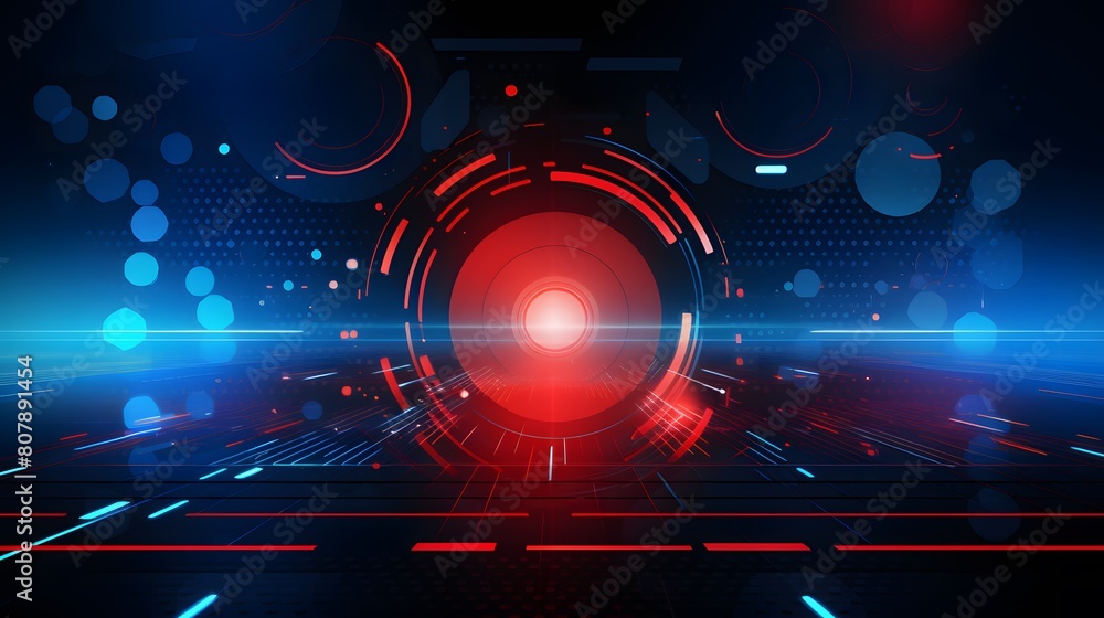 red and blue Abstract technology background circles digital hi-tech ...