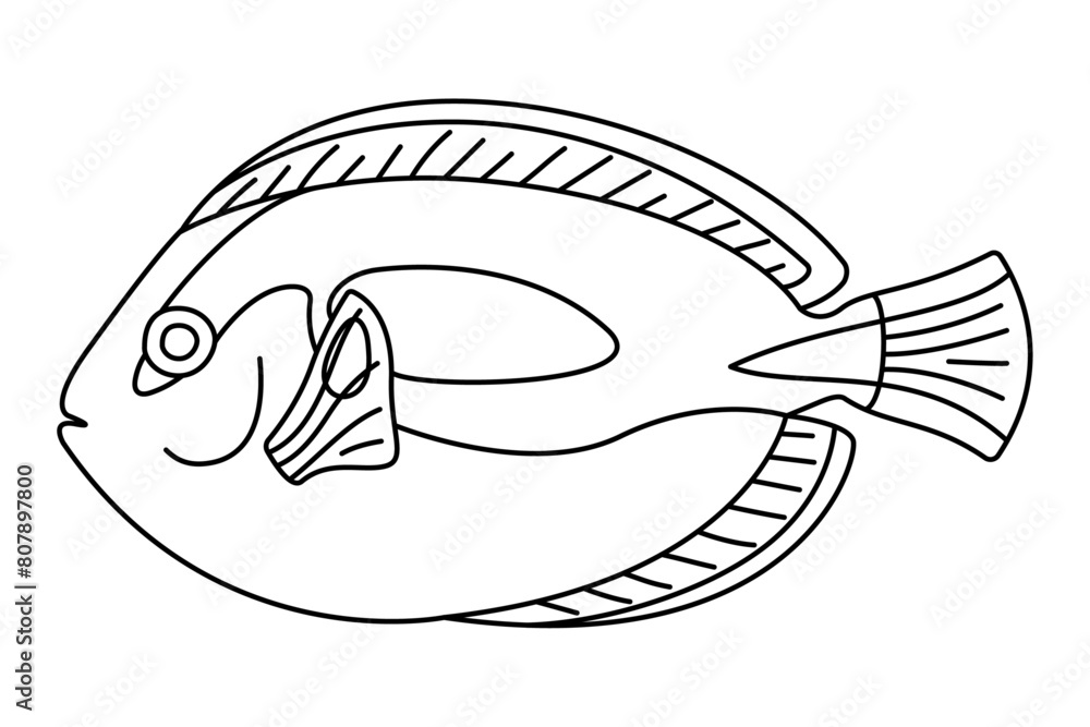 Tropical Fish. Simple Hand Drawn. Isolated on white background. line ...