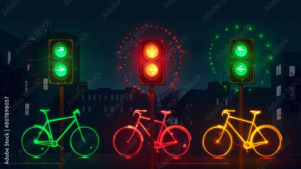 Bike lane semaphore, signal system for safety driving control. Modern ...