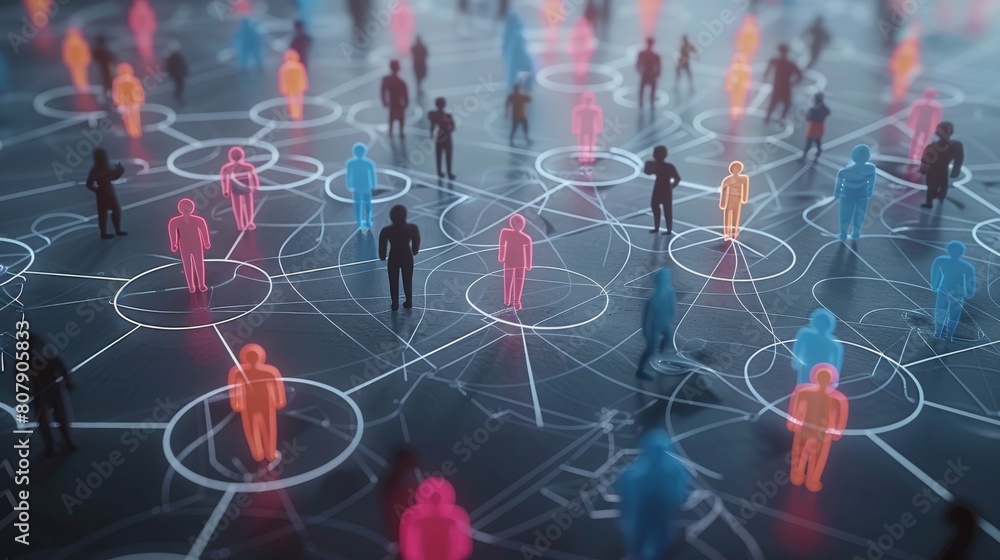 Virtual meeting concept, showcasing a network of circles with diverse ...