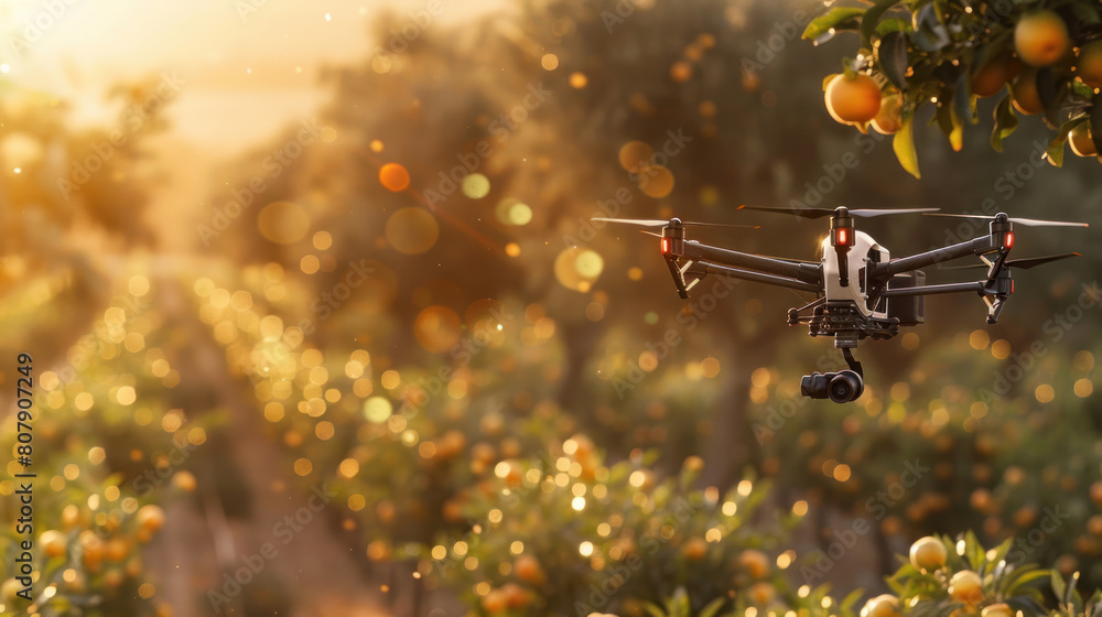 high-tech drones equipped with multispectral cameras flying over ...