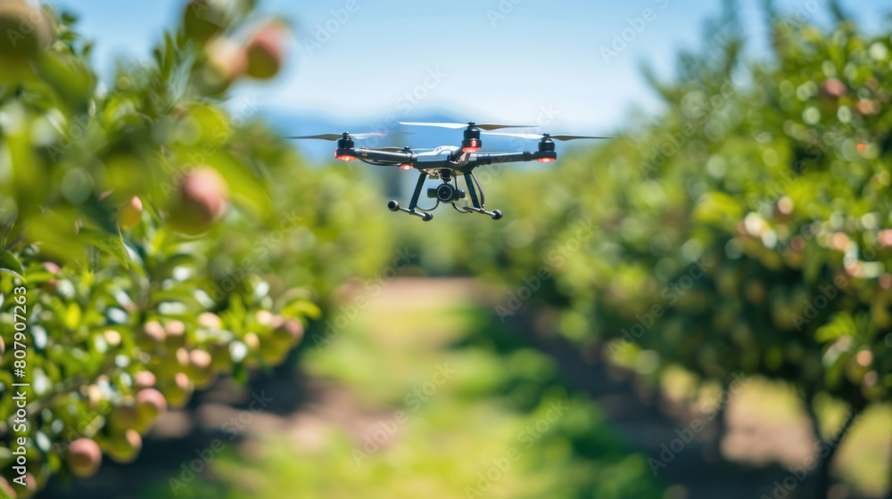 high-tech drones equipped with multispectral cameras flying over ...