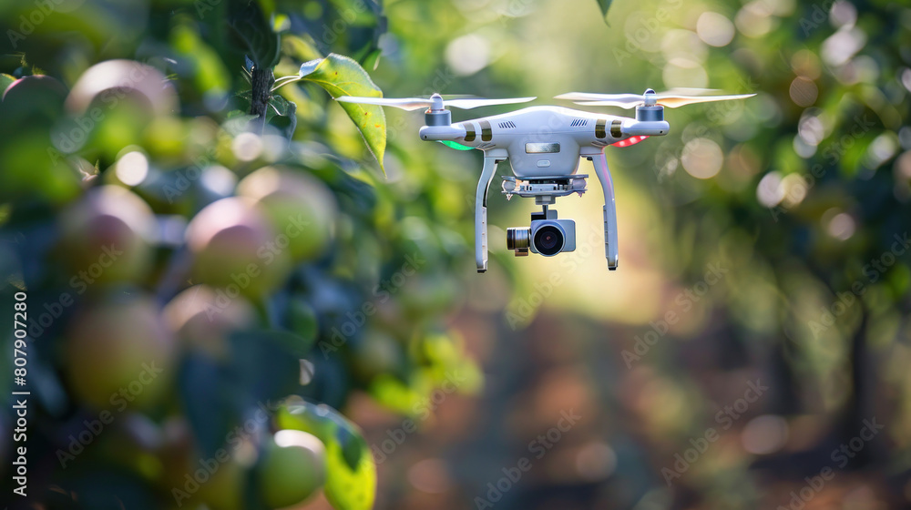 high-tech drones equipped with multispectral cameras flying over ...