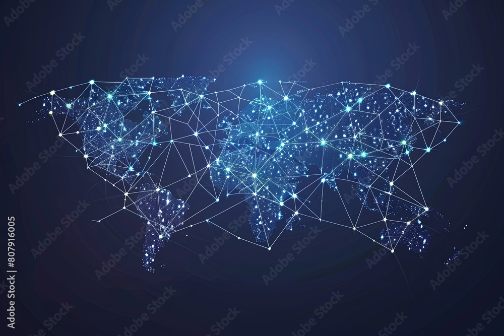 A map of the United States created using a network of connected lines ...
