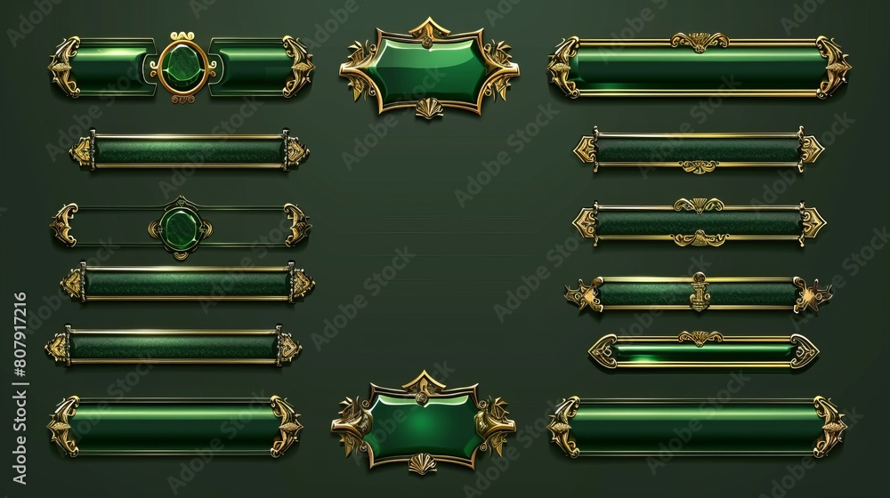 In this set you will find medieval buttons, UI game menu elements, green oblong banners, and ...