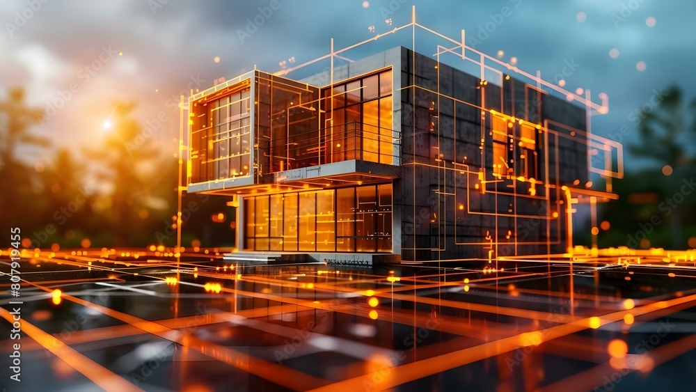 Creative architectural design blueprint for industrial engineering ...