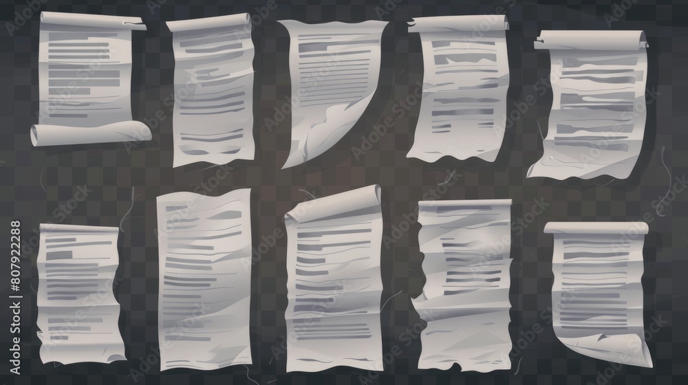 Payment receipts on paper, cash checks in a shop or supermarket ...