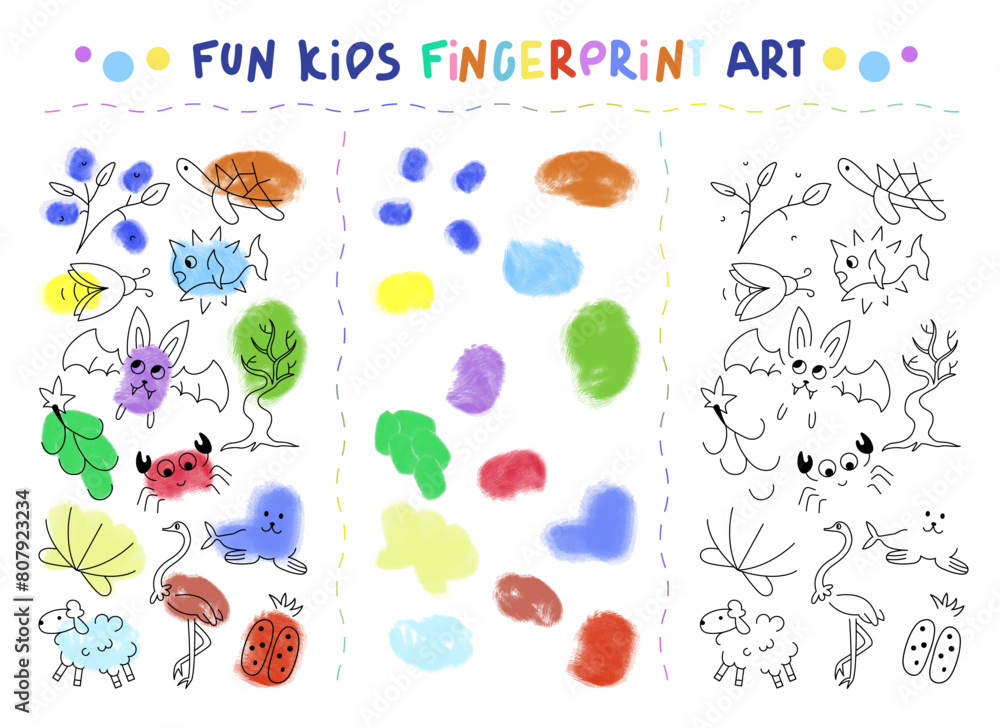 Baby finger print art play. Kids fingerprint game. Children learning ...