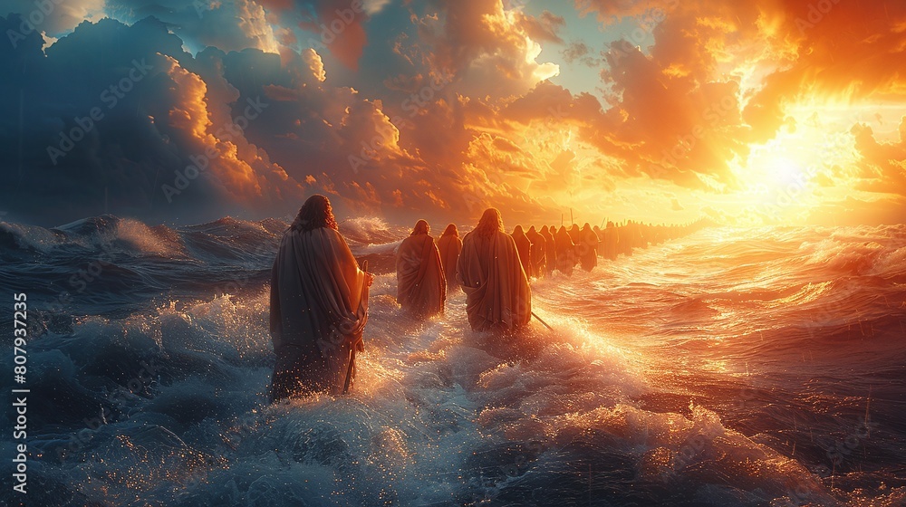Moses by the burning bush at mount Horeb Stock Illustration | Adobe Stock