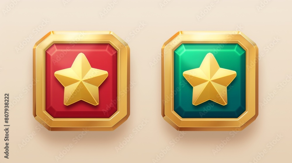Winner UI icon for win and lose buttons. Gold win and lose level frame ...