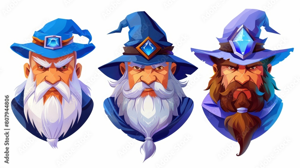 Portrait of male wizard - the aging process of the wizard's face. A ...