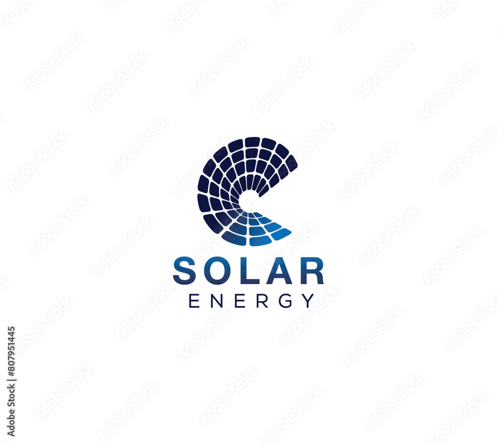 Solar Energy Logo Letter C flexible solar penal concept design Stock ...