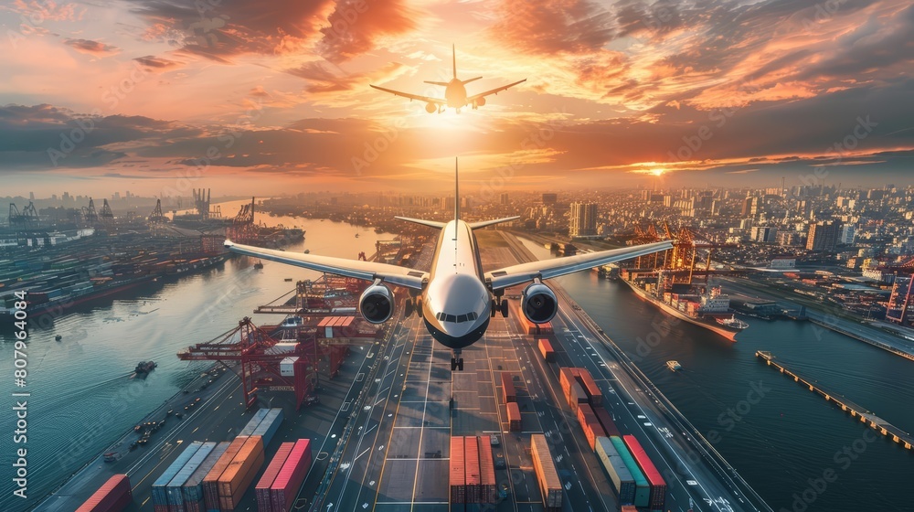 Business logistic import export and transport industry represented by a ...