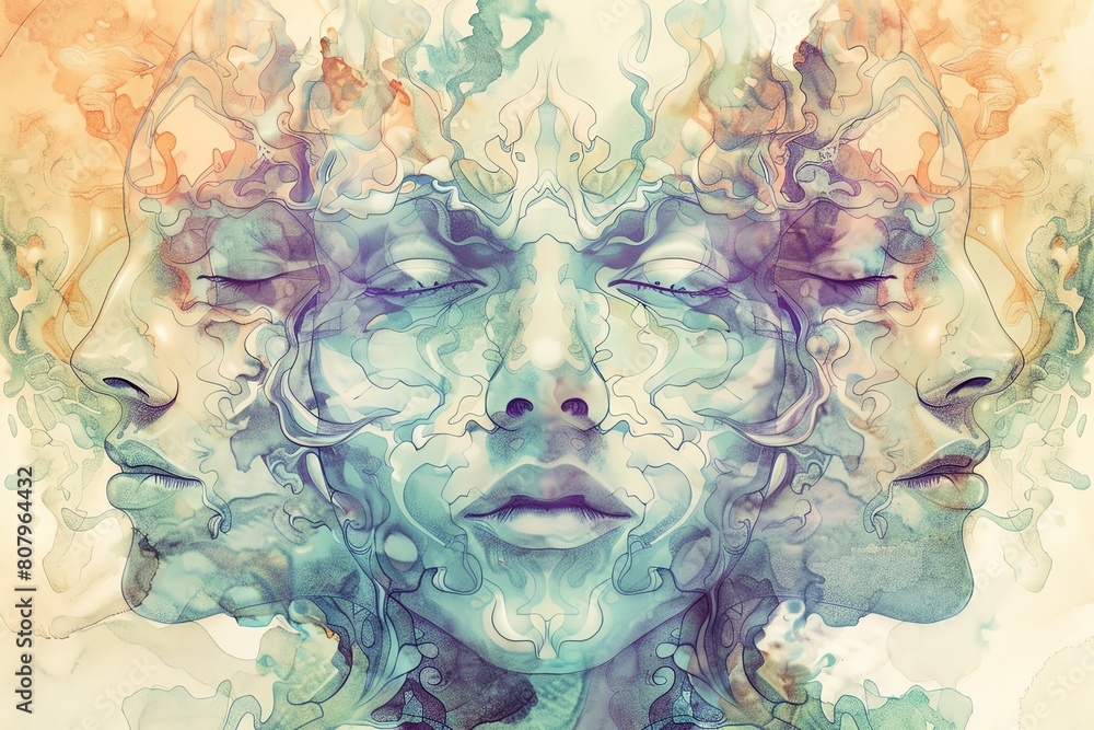 Compose a striking digital artwork combining Jungian archetypes with a ...