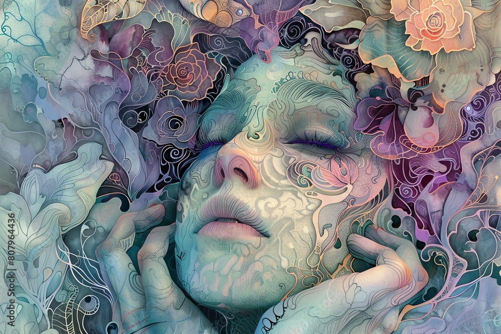 Compose a striking digital artwork combining Jungian archetypes with a ...