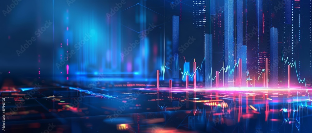 Economic growth concept is visualized with a glowing financial graph in ...