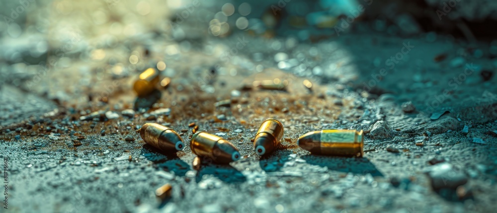 Photo taken by forensics at crime scene: Bullet shells found next to a ...