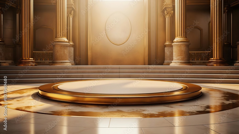 Elegant gold podium in a luxury mansion setting for an exclusive real ...