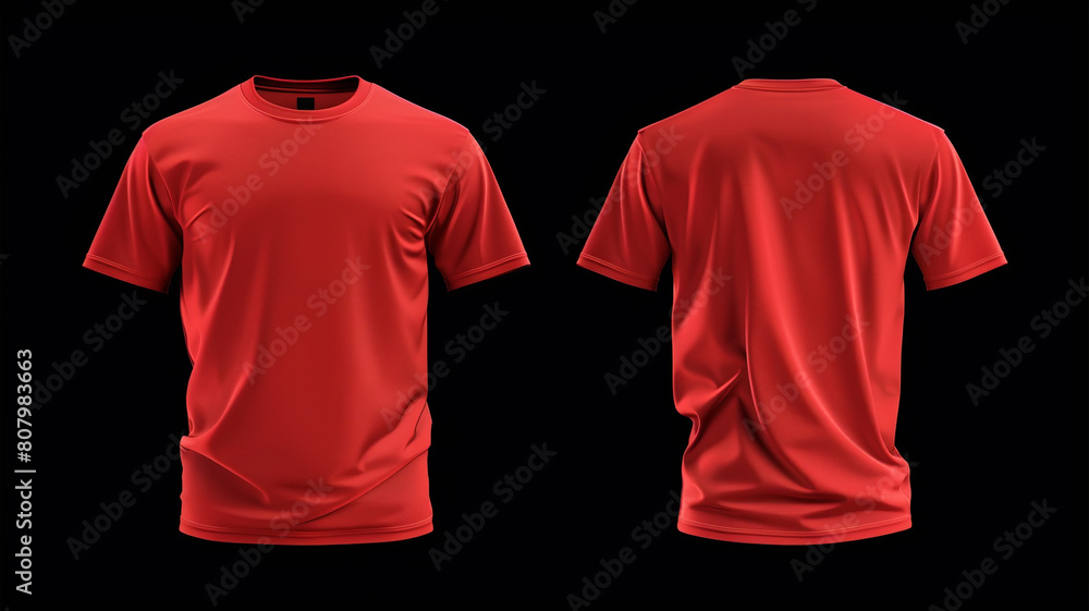 front and back view of blank red t shirt for design presentation mockup ...